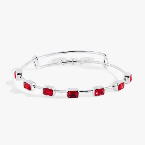 ALEX AND ANI July Birthstone Emerald Cut Bangle - Silver 